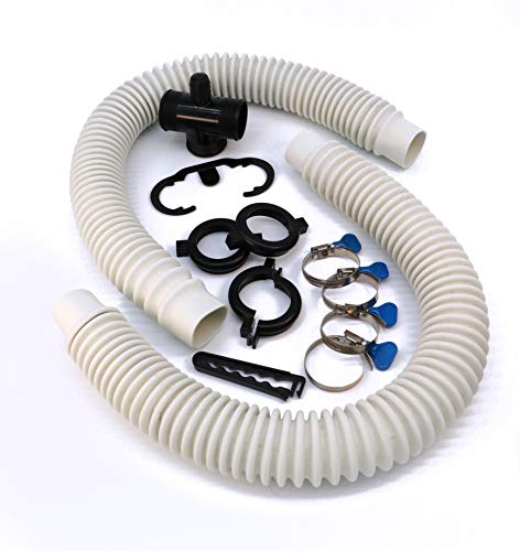 OHIO SUPPLY Double Basin Simple Drain-Flexible Rubber Trap and Connectors For 2-Bowl Standard or Disposal Sink Drains, White