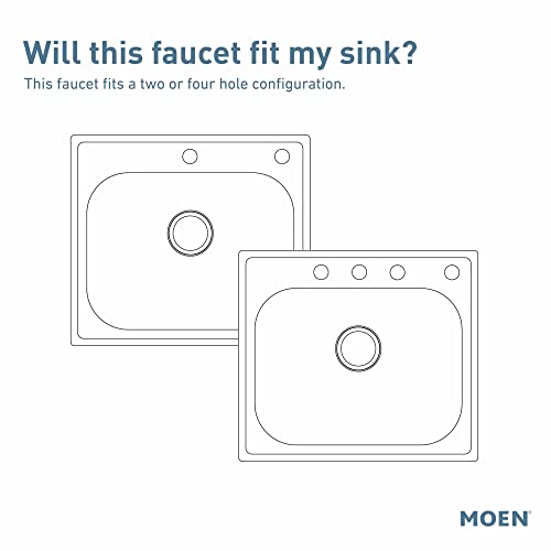 Moen 7245SRS Belfield One Handle High Arc Kitchen Faucet, Spot Resist Stainless, Side Spray, Ergonomic Head Angle, Flexible Installation, Optional Deckplate Included