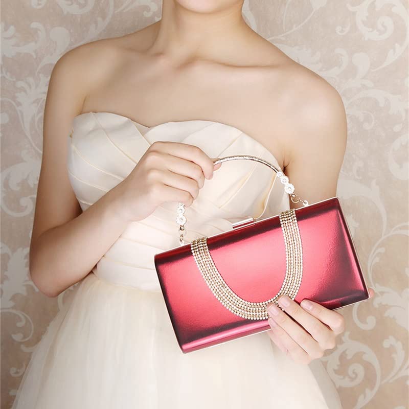 KLHDGFD Ladies Evening Party Hand Bag Wedding Party Rhinestone Purse and Tote PU Leather Chain Shoulder Bag (Color : E, Size : As Shown)