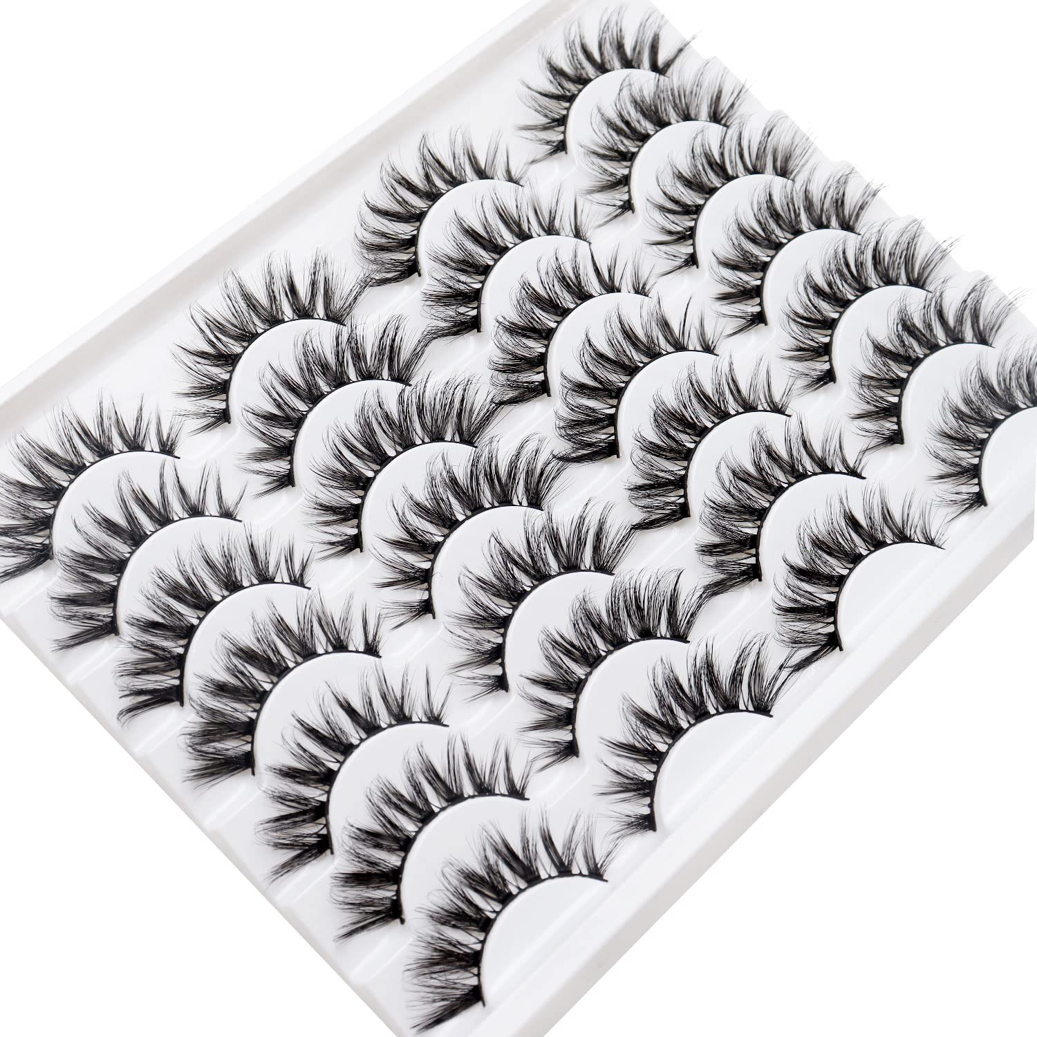 MilyBest Lashes Wispy False Eyelashes Fluffy Cat Eye Lashes Natural Look D Curl Lashes Mink Bulk Fake Eyelashes Extensions Pack