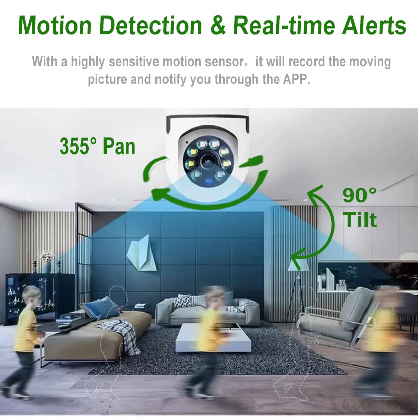 LARDERGO Indoor Camera, 2 Pack 1080p Outdoor Smart Home WiFi Video Camera 360 Degree Panoramic Connector E27 Light Bulb Night Vision Human Motion Detection and Alarm-White