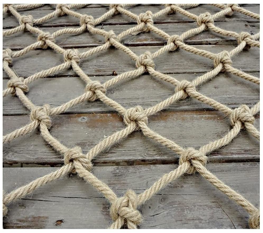 OUYOXI Rope Net for Treehouse, Plants Fence Hemp Rope Netting Children Swing Climbing Safety Net Balcony Railing Protective Net Playground Hammock Cargo Net,8mm / 8cm,Various Sizes (Size: