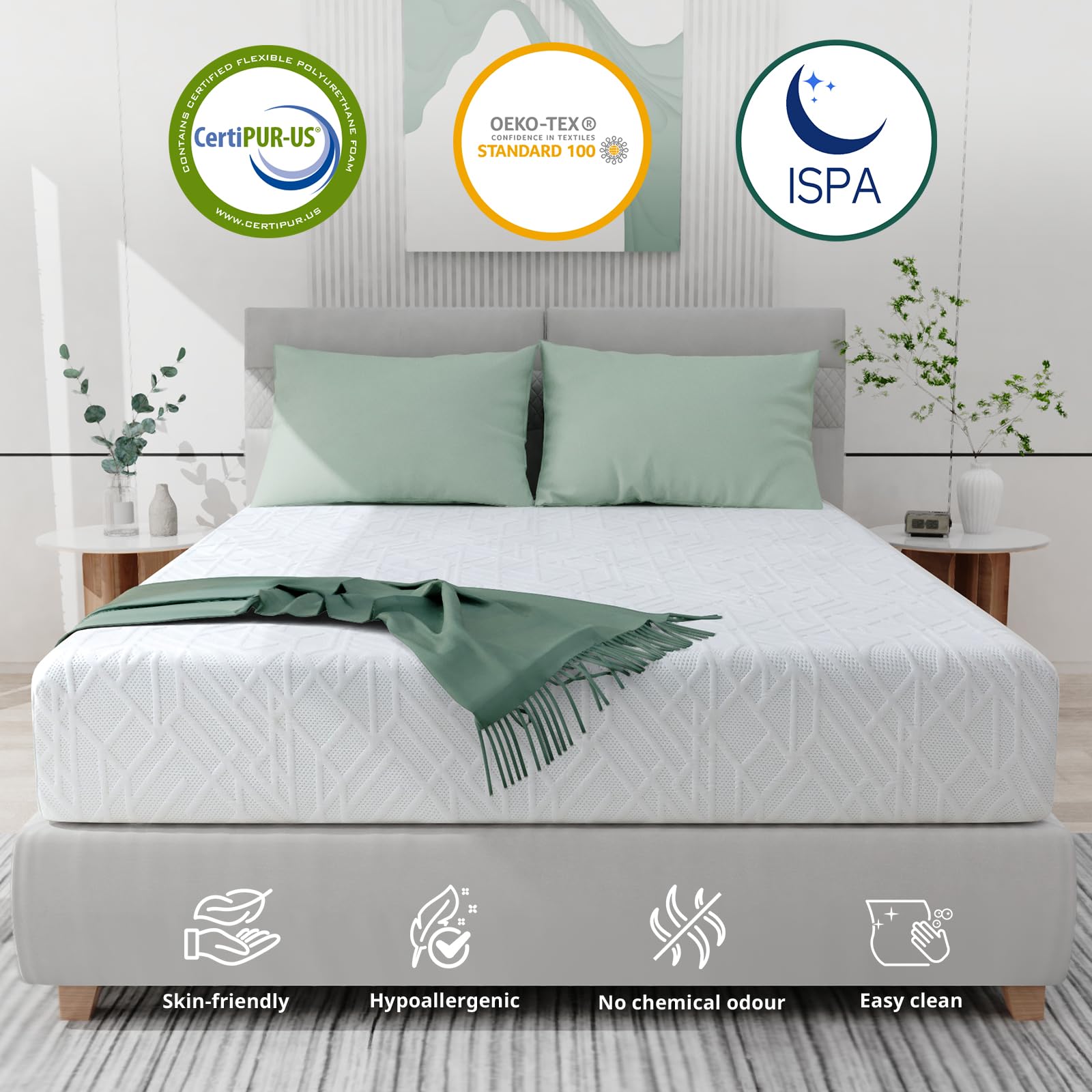 Wellos Queen Size Mattress 12 Inch Memory Foam Bed Mattress in a Box,CertiPUR-US Certified,Fiberglass Free Mattress, Cooling Gel Queen Mattress Medium Firm for Supportive & Pressure Relief