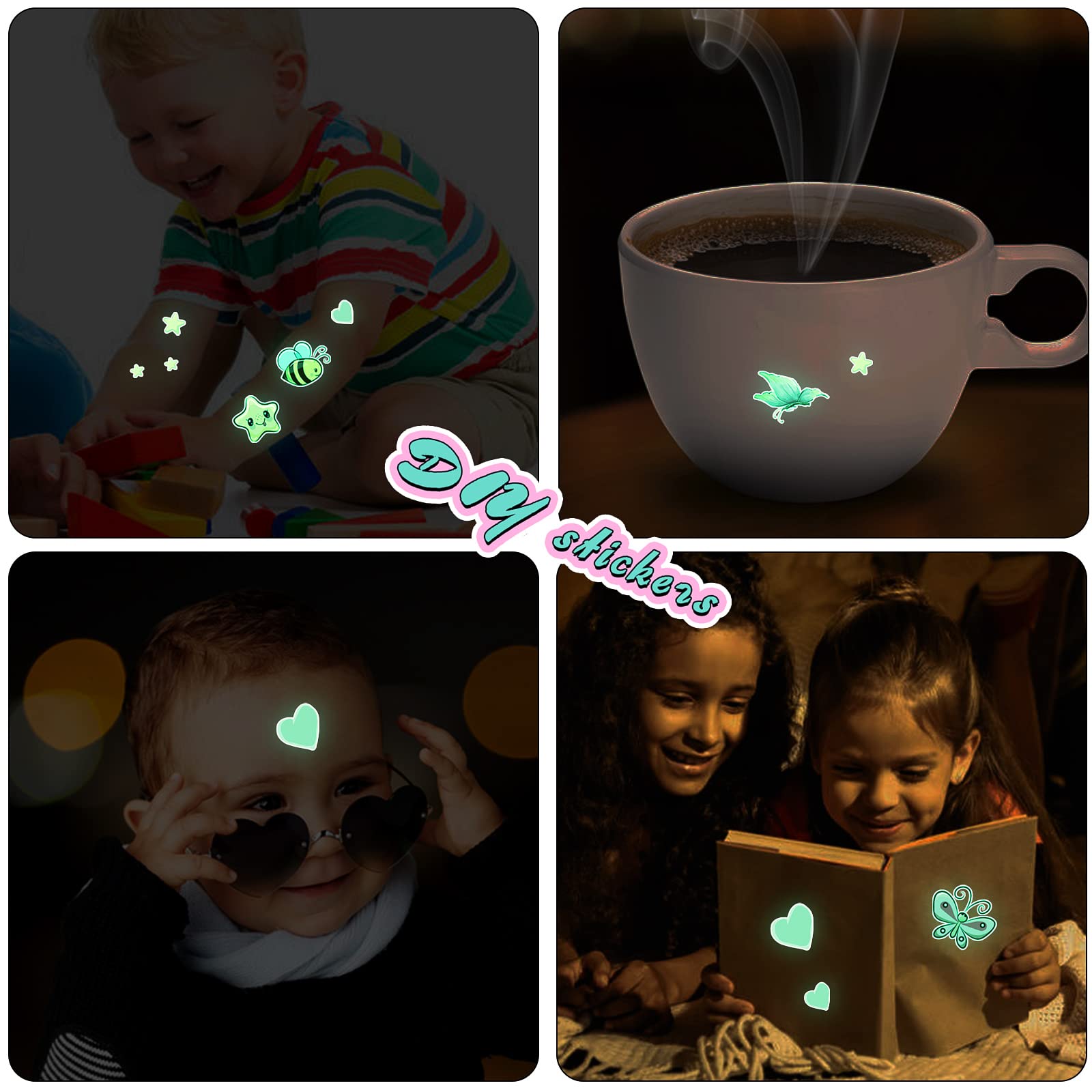 MESU Glow in The Dark Cat Wall Stickers Luminous Ceiling Decals for Nursery Kids Bedroom Decor Cat
