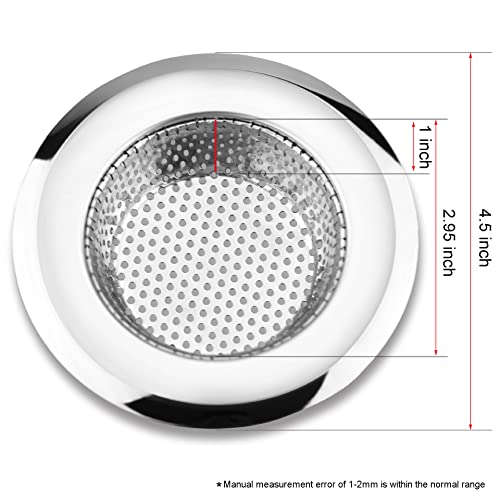 NHSUNRAY 2pcs Stainless Steel Kitchen Sink Strainer Heavy-Duty Drain Filter Fit for Drain Filter for Kitchen Bathroom Basin Laundry Stop Hair Disposal Waste