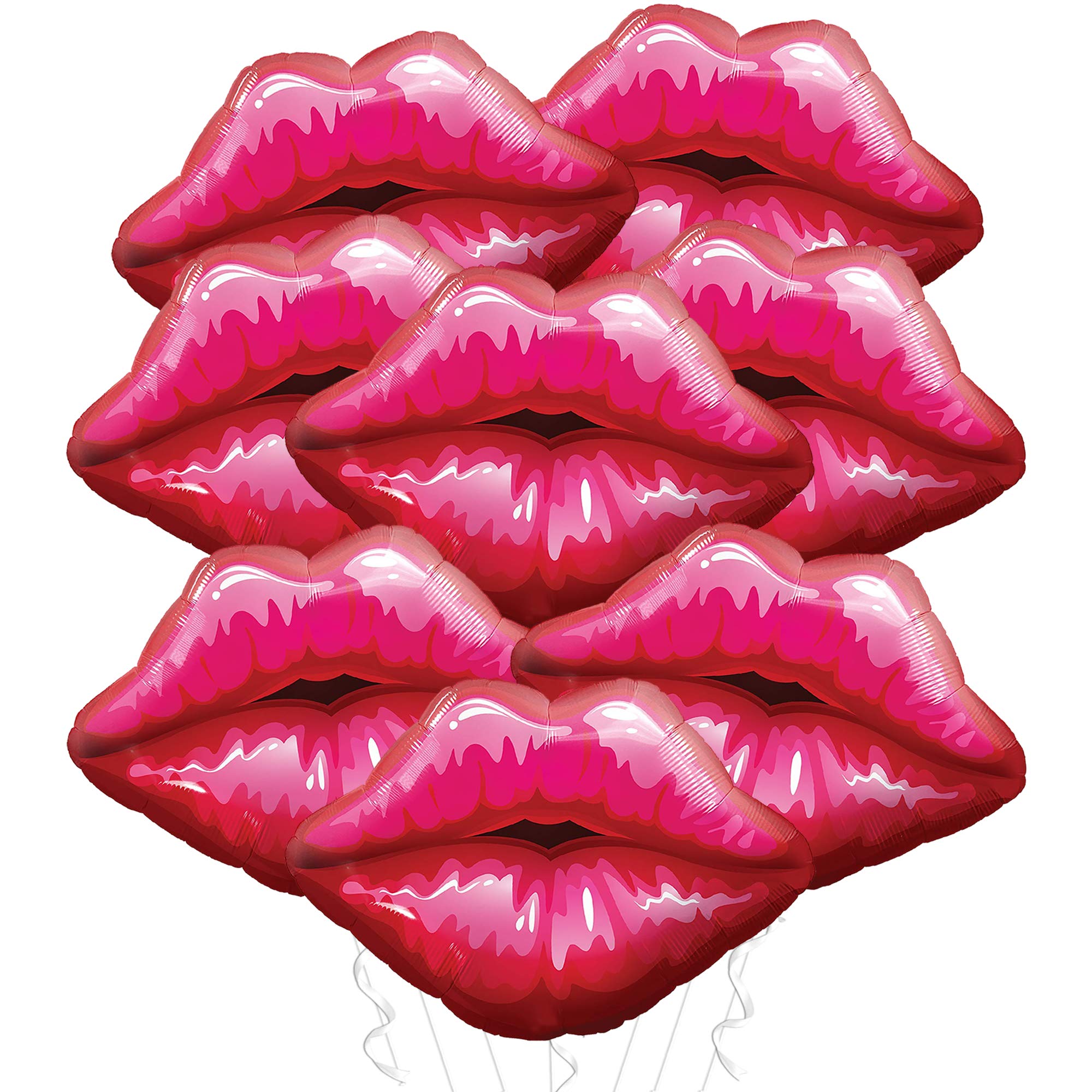 KatchOn, Big Red Lip Balloons Decorations - 30 Inch, Pack of 8 | Kiss Balloons, Galentines Day Decorations for Party | Lips Balloon for Valentines Day Decor | Lips Foil Balloons, Valentines Balloons