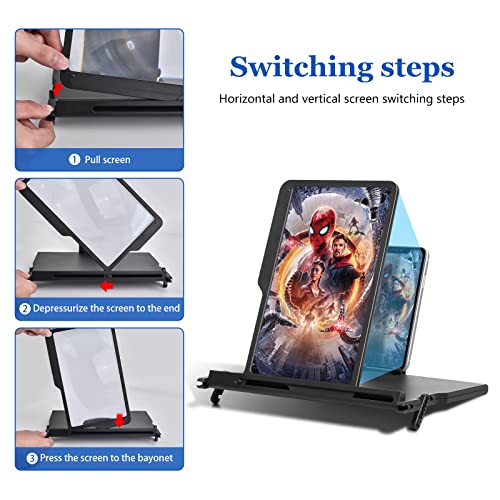 Newseego 12 β Foldable Phone Screen Magnifier, 3D HD Horizontal and Vertical Phone Amplifier Eye-Protective Movie Video and Game Enlarger Portable Phone Holder Screen Magnifier for Smartphones.
