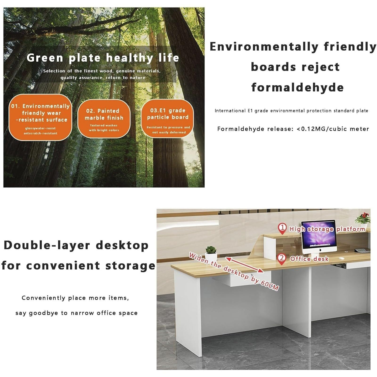Sohodoo Ergonomically Designed Service Desk - Crafted from Quality Wood, Suitable for Lobbies and Retail Environments(C,120 cm x 60 cm x 100 cm)