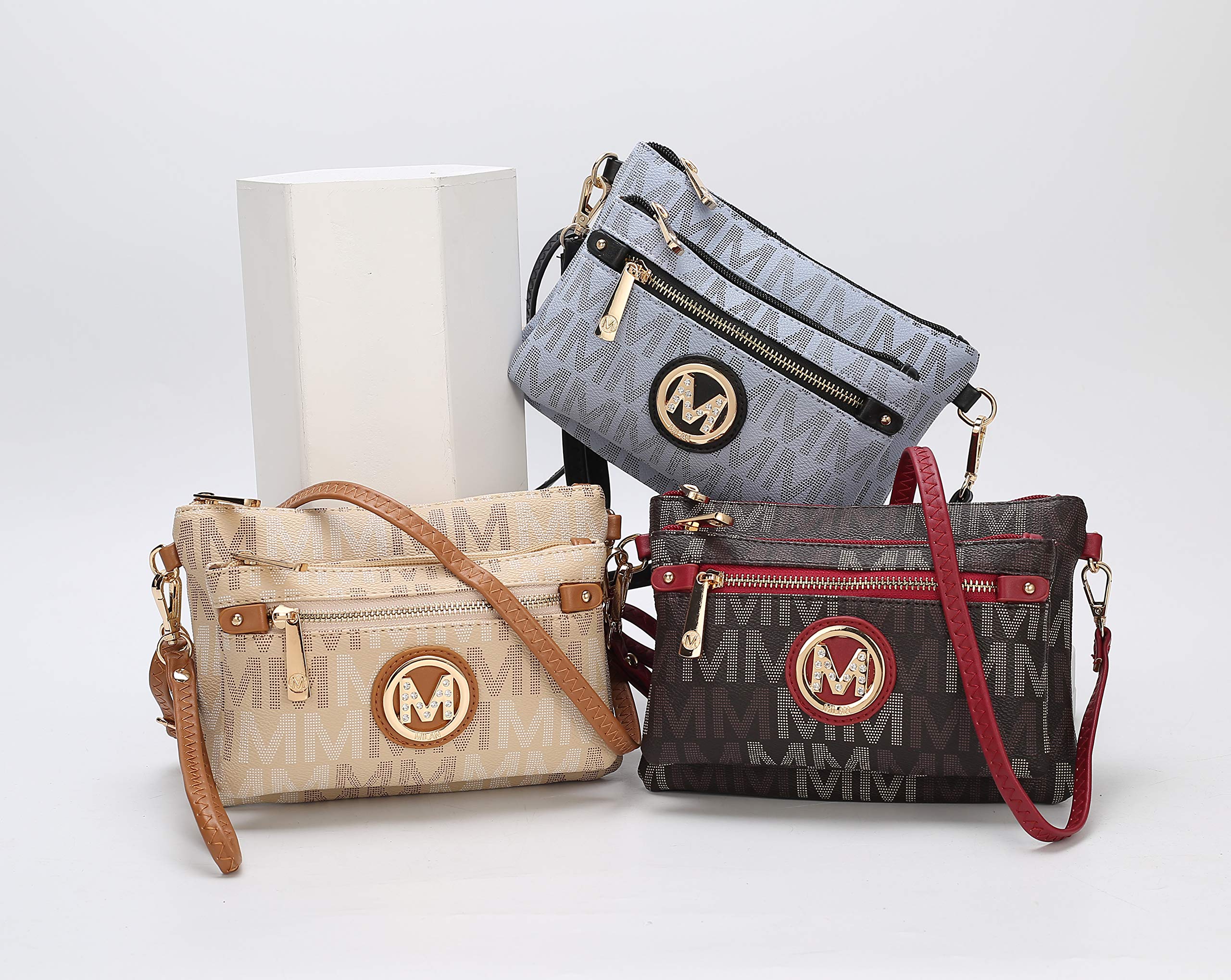 MKF Crossbody Bag for Women, Wristlet Strap β PU Leather Shoulder Handbag β Small Pocketbook Messenger Purse Tan
