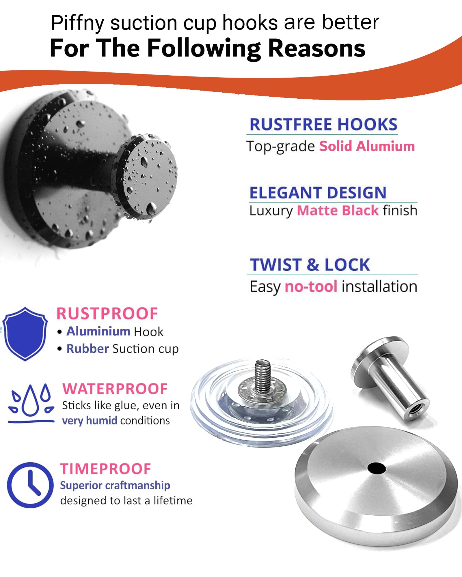 Metal Suction Cup Hooks for Shower, Bathroom, Kitchen, Glass Door, Mirror, Tile β Loofah, Towel, Coat, Bath Robe for Hanging up to 20 lbs (Brushed Nickel 2 Pack)