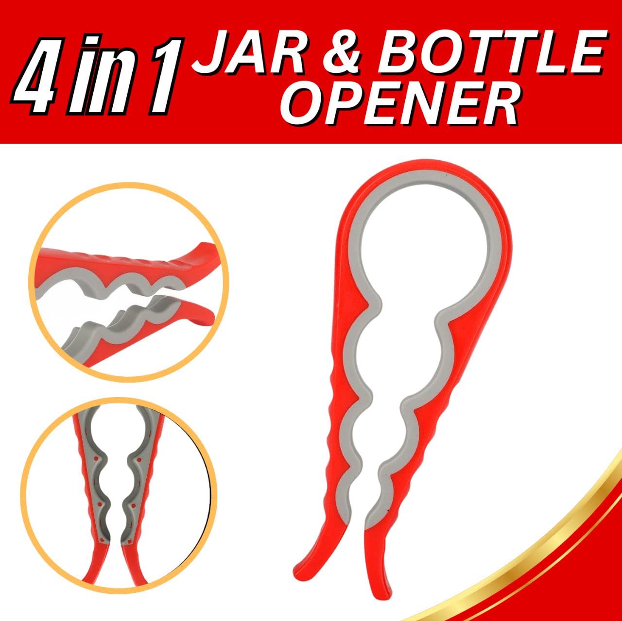 Jar Opener Quick Lid Bottle Cap Grip Twister Remover for Weak Hands, Seniors and Children Rubber Jar Gripper Pad