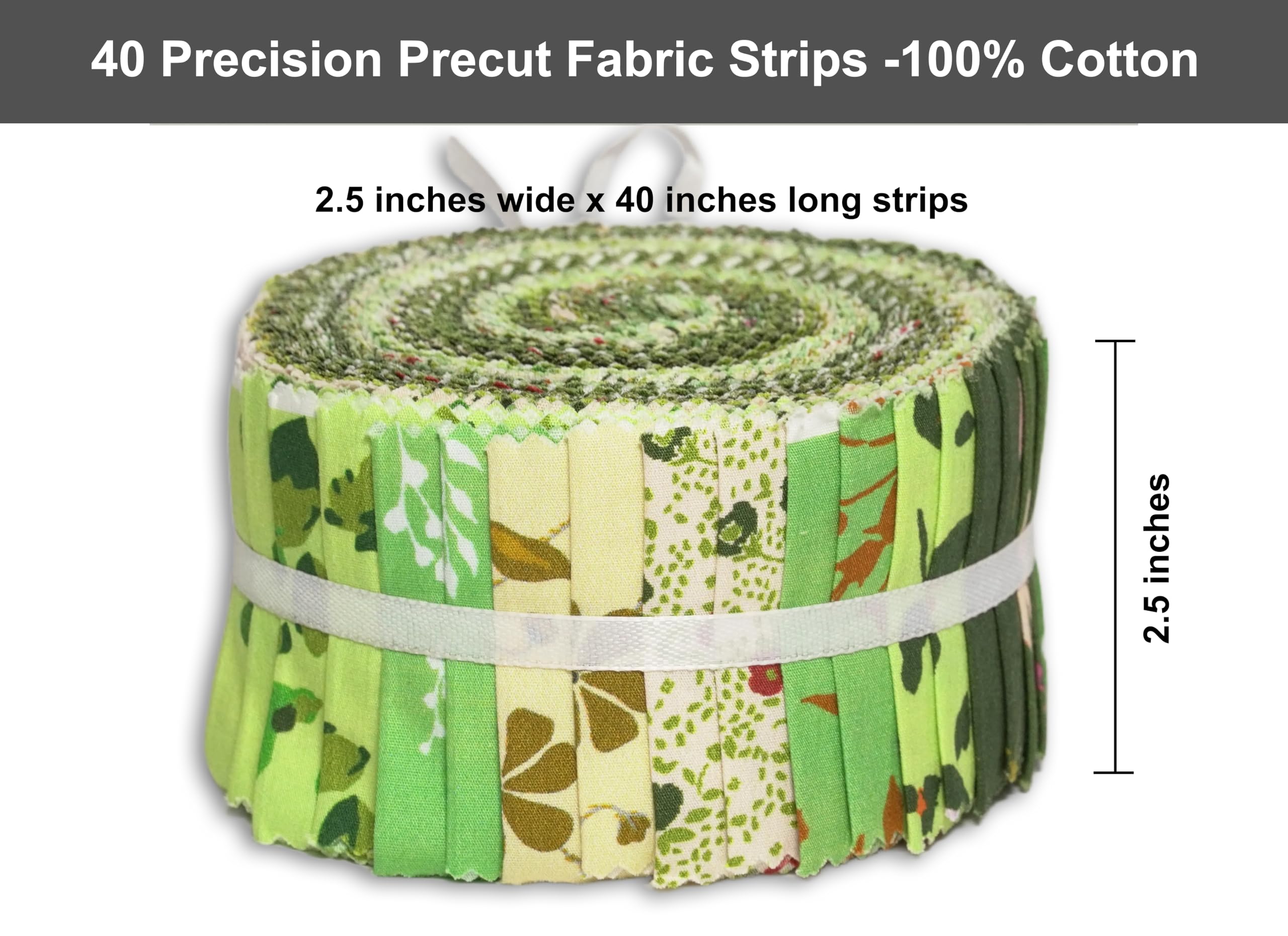 Soimoi 40Pcs Florals Print Cotton Precut Fabrics for Quilting Craft Strips 2.5 x 42 inches Jelly Roll