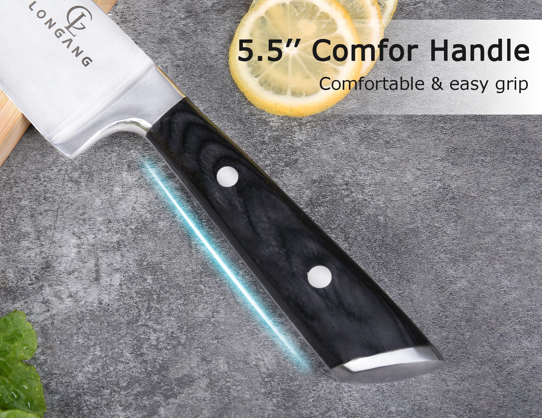 Longang 8 Inch Chef Knife Kitchen Utility Knife, German High Carbon Stainless Steel Professional Meat Knife with Gift Box for Family & Restaurant