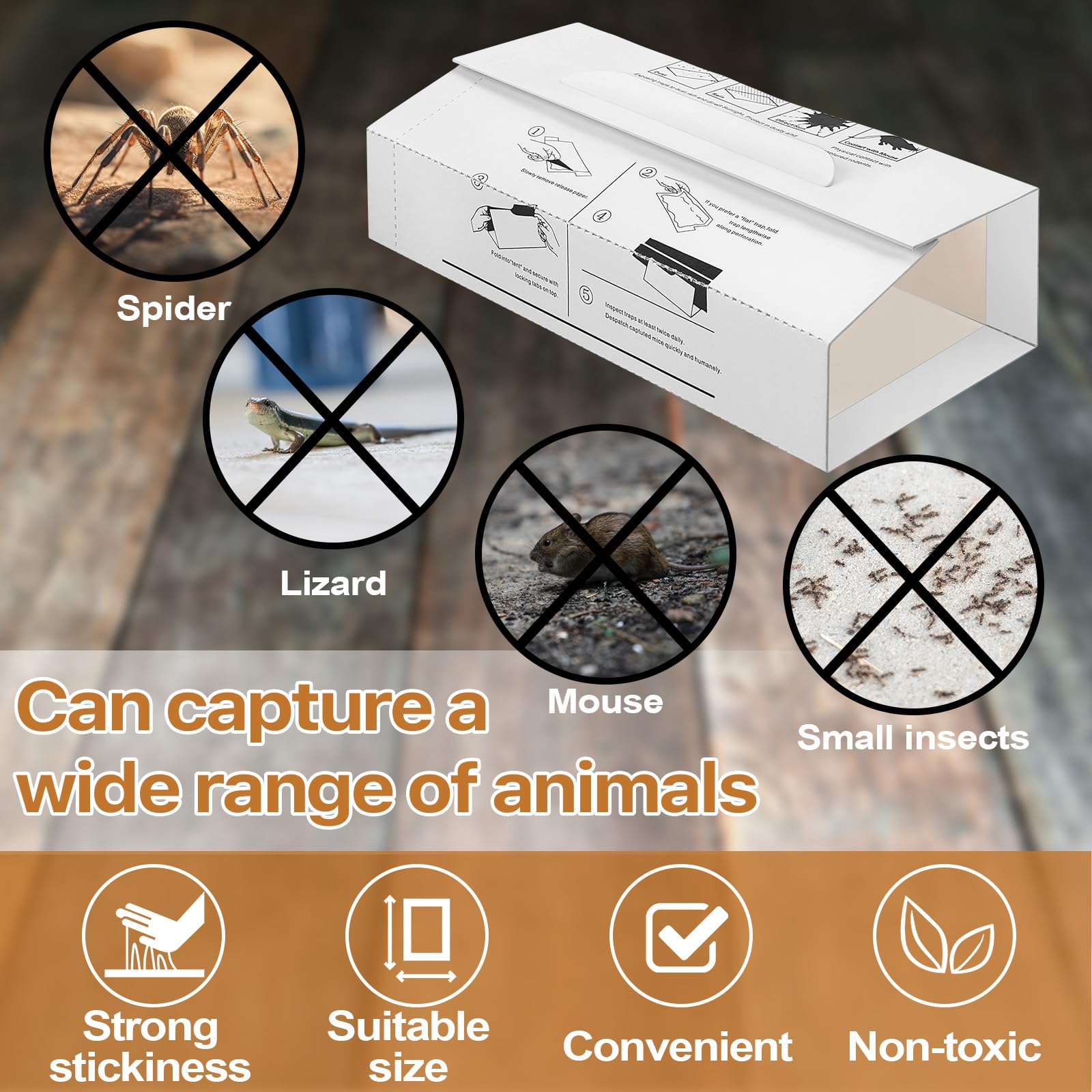 Qualirey 24 Pcs Mouse Traps Indoor for Home, Glue Traps Sticky Adhesive Easy to Use Safe Glue Boards Trap for Mouse Insects Bugs Rats Rodents, 8.7 x 5.3 Inch