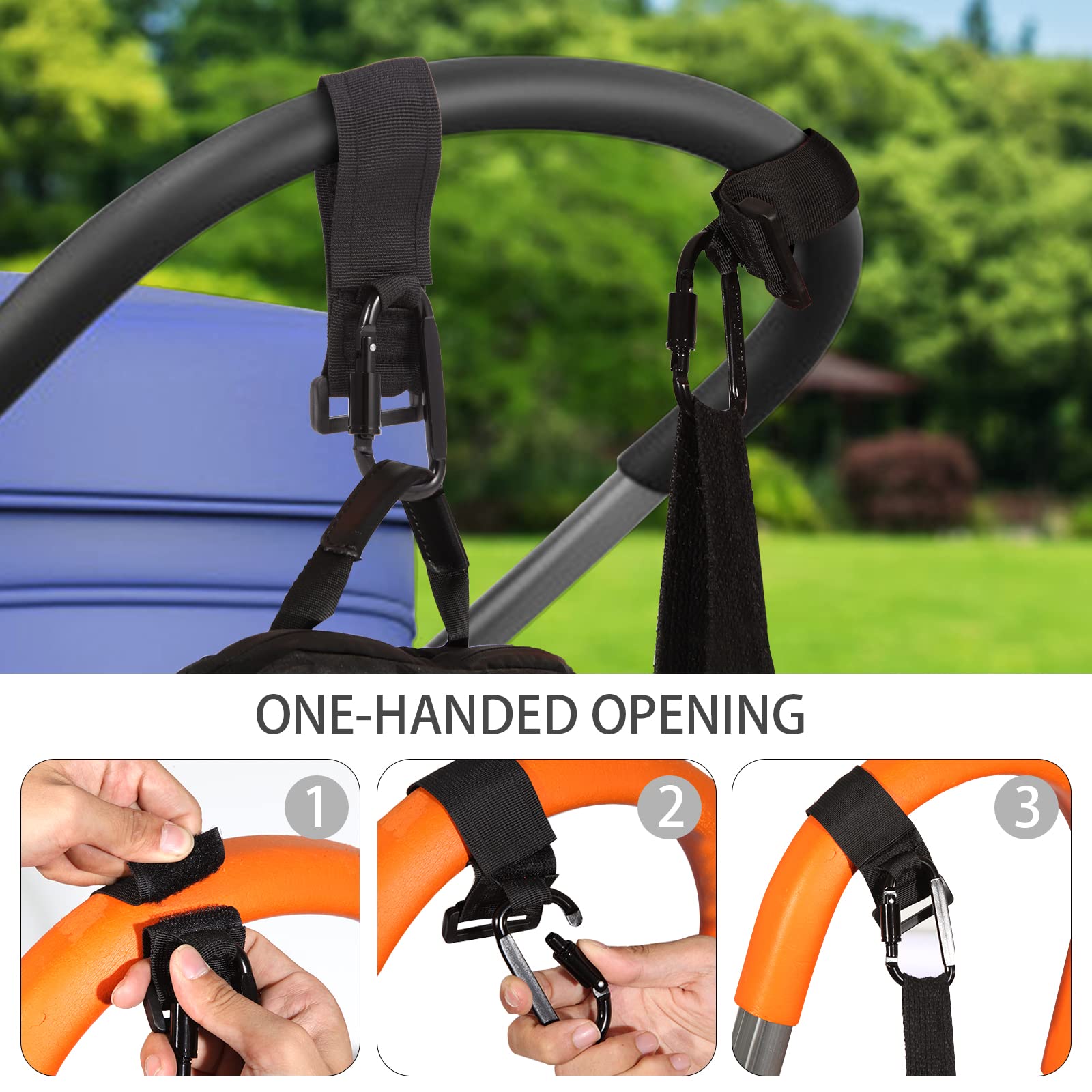 LUIED Baby Stroller Hooks Clips 2Pcs, Convenient Stroller Accessories Mommy Bag Hooks for Hanging Diaper Bags,Purse,Stroller Organizer, Perfect for Various Baby Carriages (Nylon)