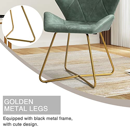 NIOIIKIT Upholstered Dining Chairs, Tufted Dining Chairs with Golden Metal X-Shaped Base, Small Accent Chairs, Living Room Chair for Small Spaces, Corners, Living Room, Dining Room (Sage)