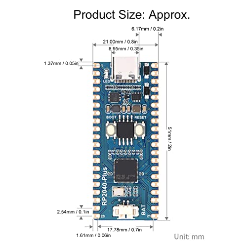 Mini USB Micro Controller Board Development Board, Micro Controller Mini Development Board for Raspberry Pi RP2040 Dual Core ARM Cortex M0+ Processor Microcontroller