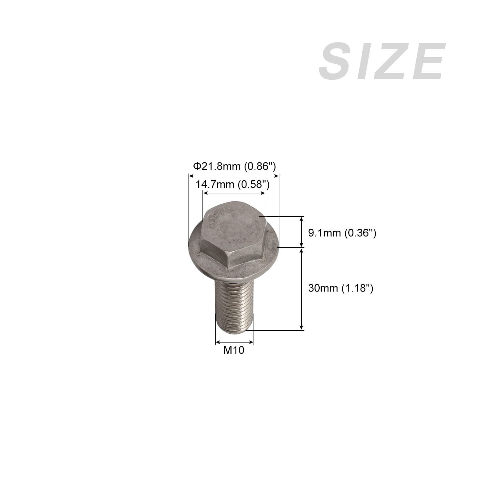 METALLIXITY Flange Hex Head Bolts (M10x30mm) 4pcs, Hexagon Bolt Fully Thread Screw - for House Construction Hardware Fasteners