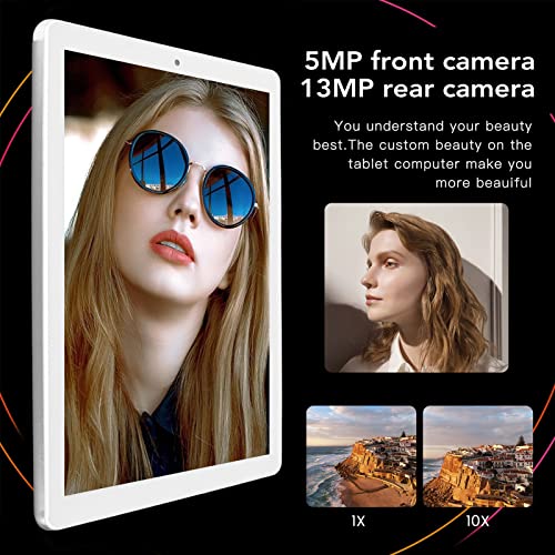 lonuo HD Tablet 13MP Camera 100-240V Silver Tablet Octa Core 2.5GHz CPU 6GB RAM 128GB ROM for School (US Plug)