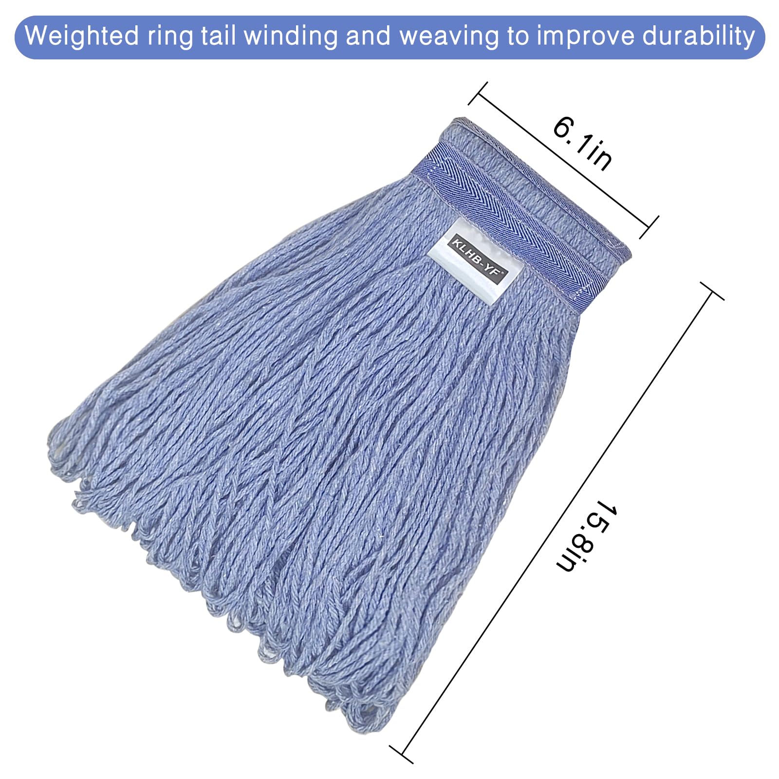Mop Head Replacement,Mop Heads Commercial,Cleaning Mop Heavy Duty Cotton Looped End String,Wet Industrial Cleaning Mop Head Refill,Reusable Washable Mops for Floor Cleaning Machine Washable(blue4)