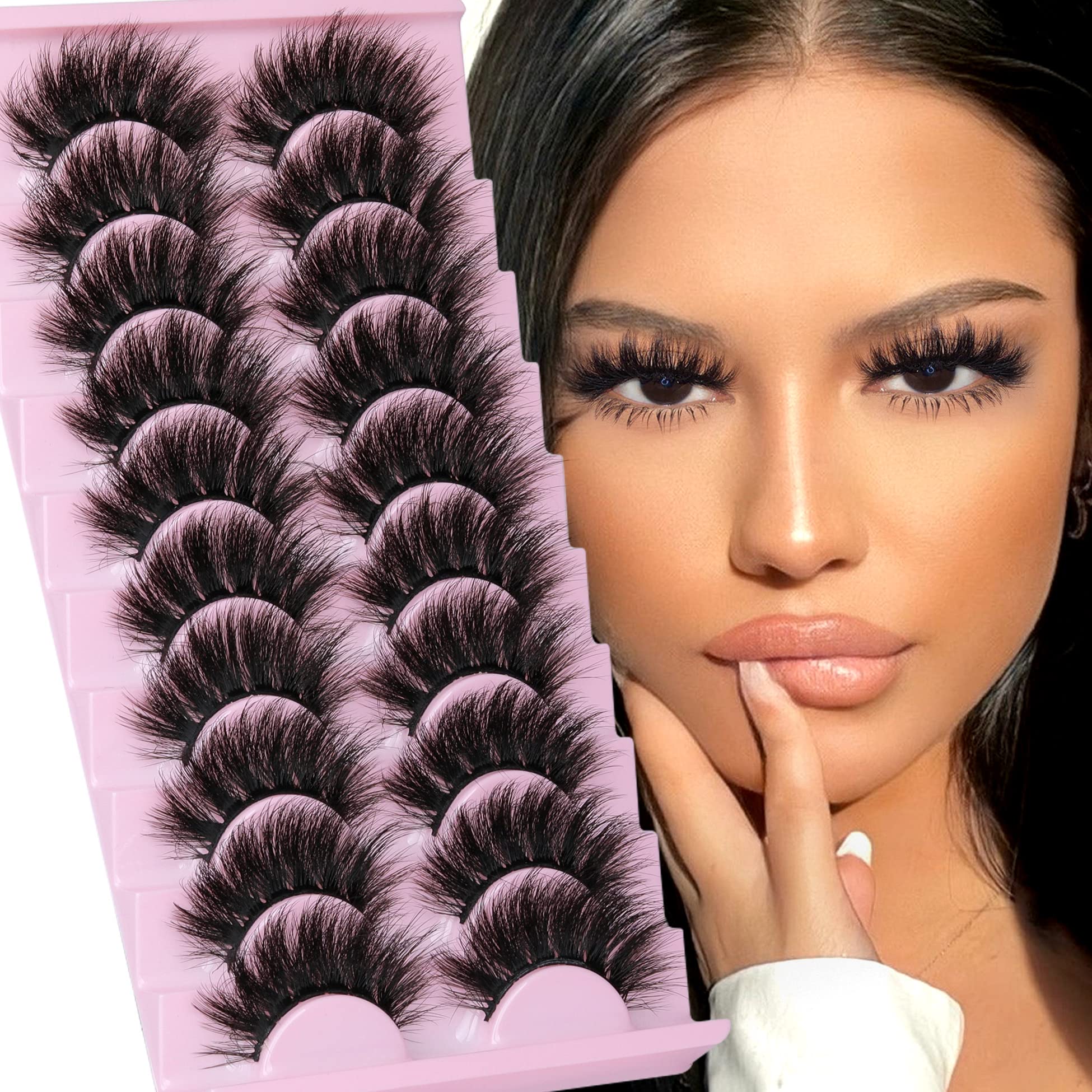 Mink Lashes Fluffy Dramatic 20mm Wispy False Eyelashes Look Like Lashes Extensions Long Thick Volume Fake Eyelashes by EYDEVRO (10 Pairs)