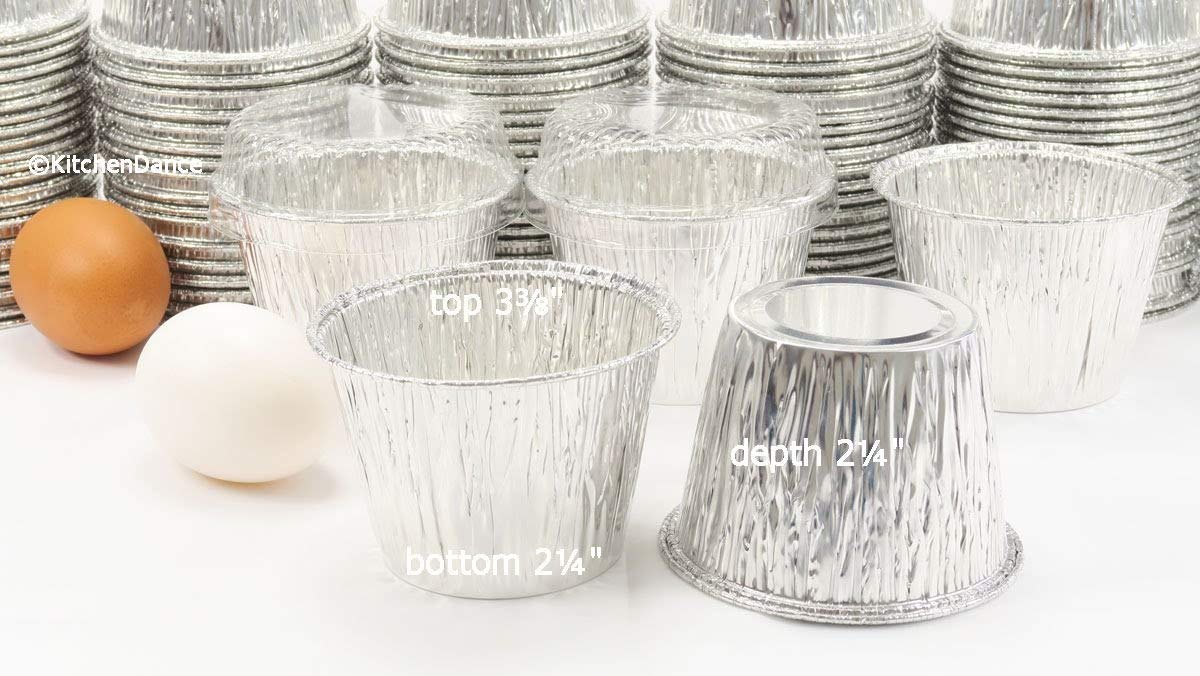KitchenDance Disposable Aluminum Baking Cake Cup with Dome Lid - 7 Ounces Round Dessert Cups for Cakes, Muffin Cups - Aluminum Foil Baking Cup Perfect for Baking, Preparing Food, 1210P, 50 Count