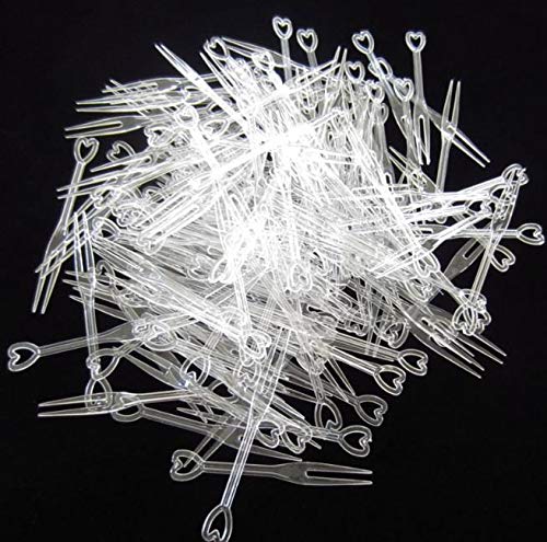 JQYXSS 200 Pieces Disposable Plastic Cocktail Forks Fruit Forks Cocktail Food Pick Party Supplies Plates Picks Dessert Forks Cake Forks