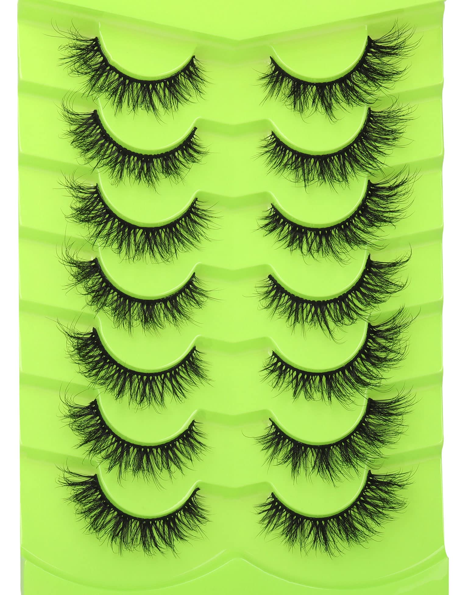 Mink Lashes Natural Look Cat Eye Lashes Wispy Fluffy False Eyelashes Extension 7 Pairs Pack