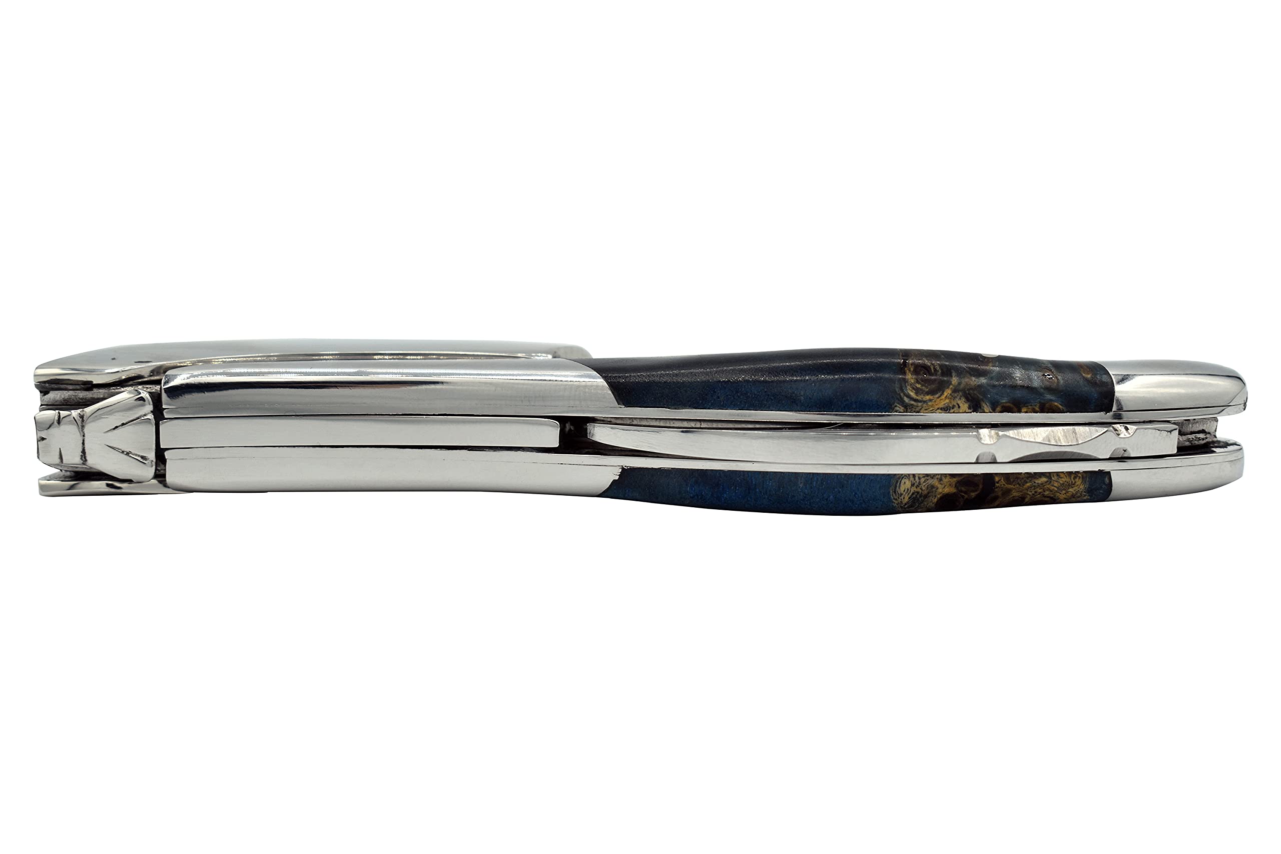 Laguiole En Aubrac Sommelier Waiter's Corkscrew, Stabilized Blue Poplar Burl Handle, Wine Opener With Foil Cutter & Bottle Opener, Polished Bolster