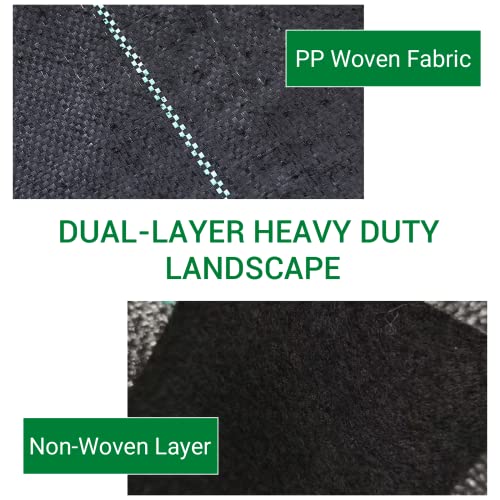 JARKLIN 3ft x 50ft Weed Barrier Landscape Fabric, 5oz Heavy Duty Weed Barrier Fabric for Ground Cover, Pro Premium Garden Weeds Control Barrier- Extra Thick Daul Layer Fabric, Black