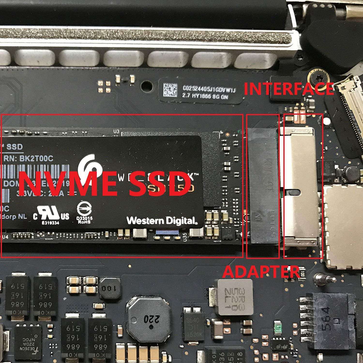 Jteyult M.2 NVME SSD Convert Adapter for Upgraded Air Pro Retina 2013-2017, AHCI SSD Upgraded Kit