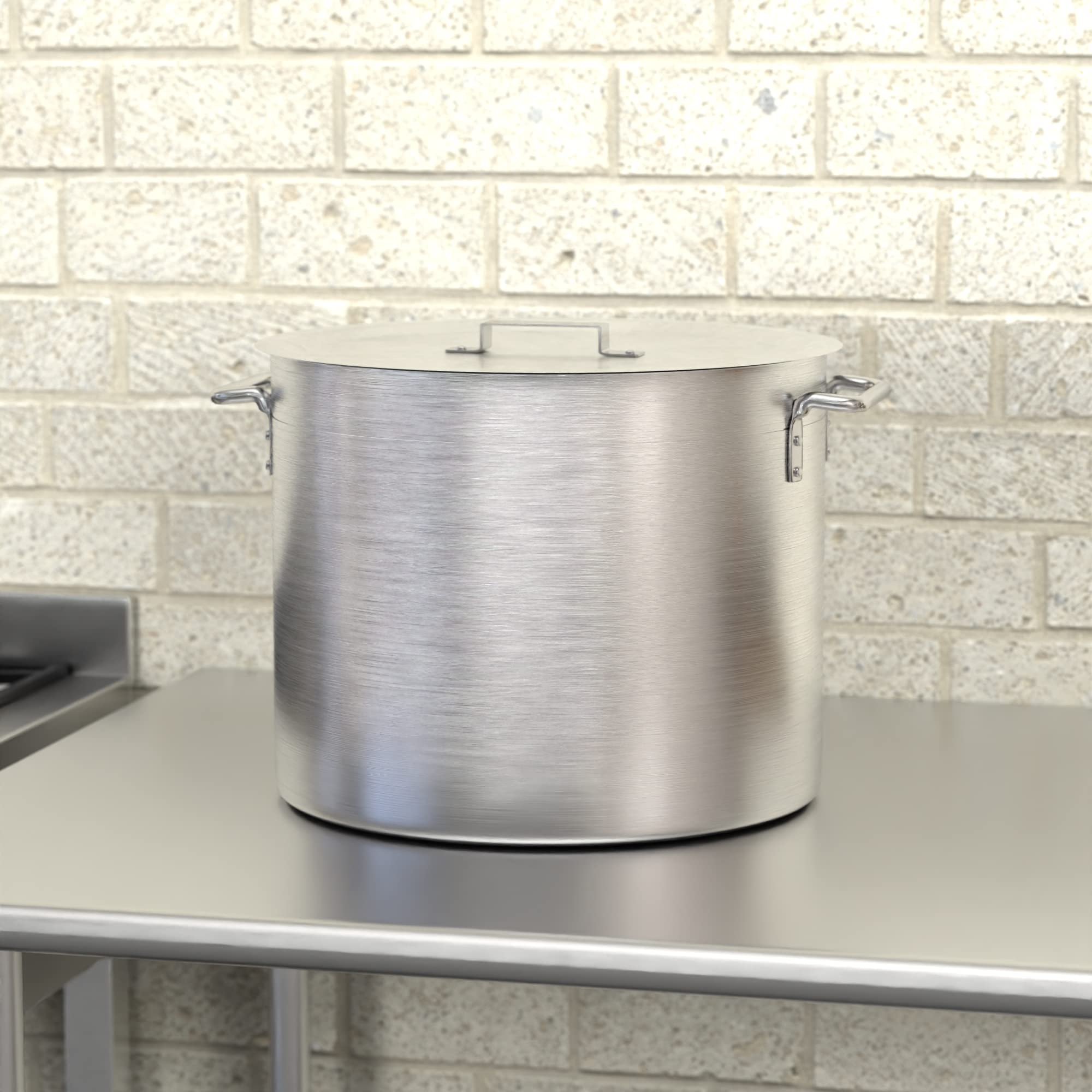Krollen Industrial 32 Qt. Standard Weight Aluminum Stock Pot with Lid