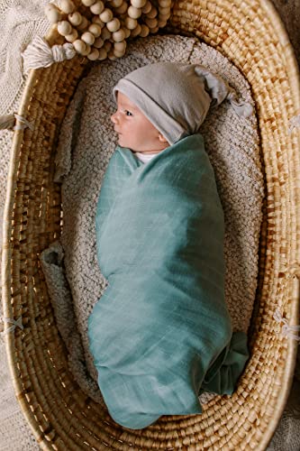 LULLABIES Organic Muslin Swaddle Blankets, Soft Solid Earth Tones 3 Pack Baby Swaddle Blankets Muslin Receiving Blanket Wrap, Large 47 x 47 inches, Solid Color Baby Swaddling (Ocean Waves)
