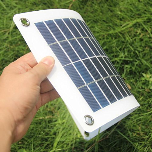 NUZAMAS 12V 8.5W Portable Solar Panel Semi-Flexible with Alligator Clips and USB Output for Car Battery Phone Charging Maintenance Outdoor Camping Fishing Boat RV