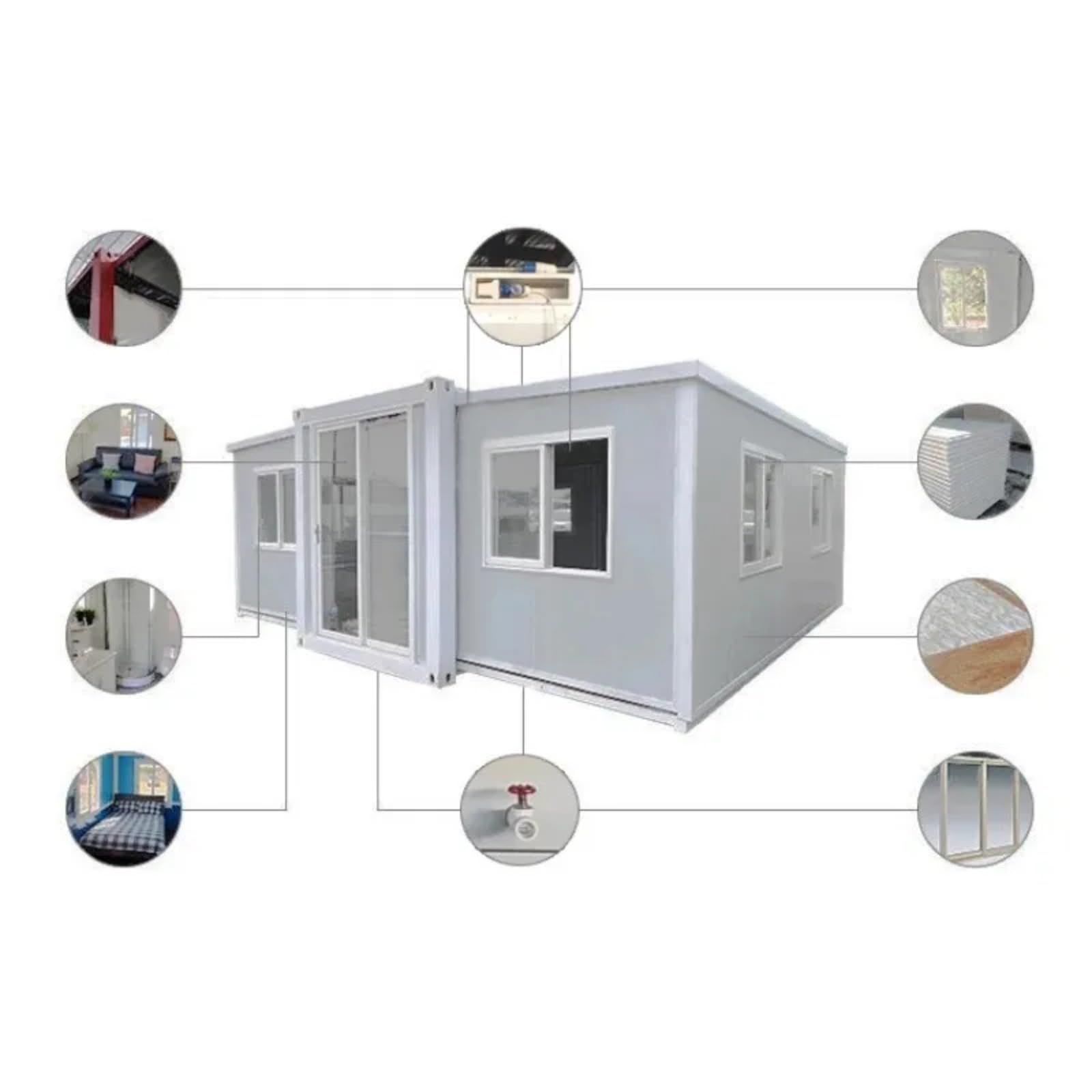 Mobile Home 3 Bedroom Foldable Flat Pack Prefab Modern 20ft 40ft Expandable Container House