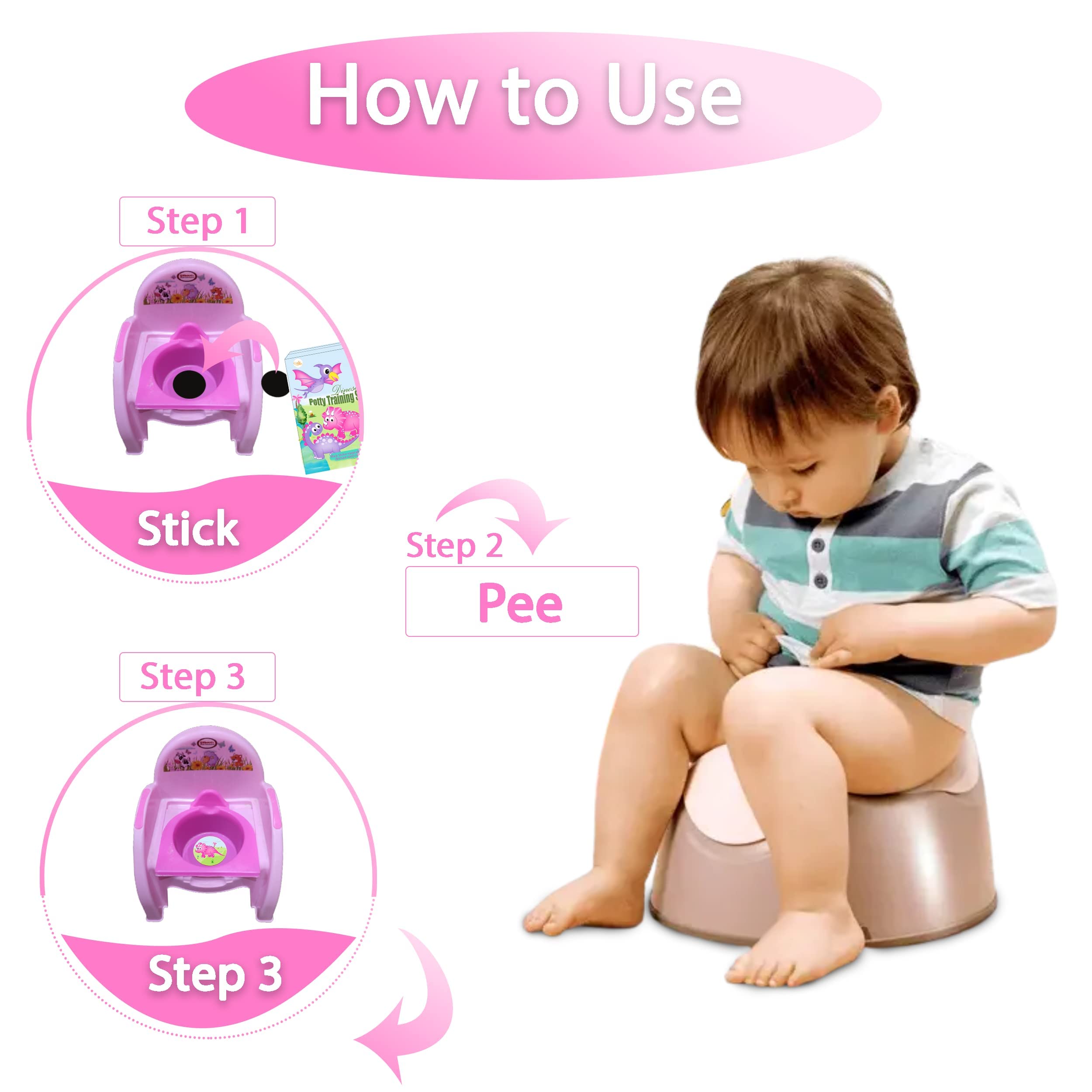 Potty Training Magic Stickers with 3D Potty Training Watch | Potty Training Watch for Girls | Potty Training Watch for Boys with Alarm | Potty Training Stickers You Pee On | Toddler Potty Training