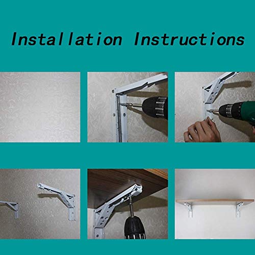 PIBM Stylish Simplicity Shelf Wall Mounted Floating Rack Shelves Stainless Steel Foldable Dining Table Bookshelf Waterproof Antirust Save Space Bearing Strong,4 Sizes, White ,