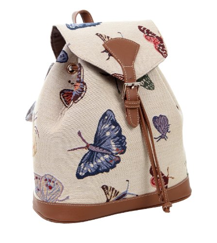 Signare Tapestry Fashion Backpack Rucksack for Women with Butterfly Design (RUCK-BUTT)
