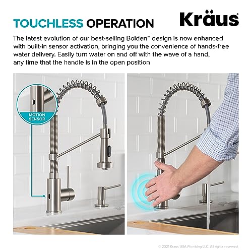 Kraus KSF-1610SFS Bolden Touchless Sensor Commercial Pull-Down Single Handle 18-Inch Kitchen Faucet, Spot Free Stainless Steel