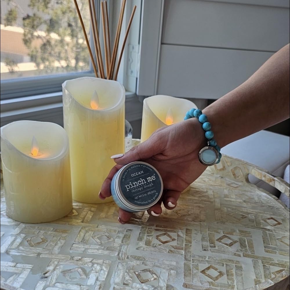 Pinch Me Therapy Dough Bracelet Combo - Holistic Aromatherapy Stress Relieving Putty β Bracelet + 3oz Dough Duo Scent Pack (Aquamarine/Peace)