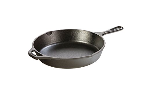 Lodge Seasoned Cast Iron Skillet with Scrub Brush- 10.25 inches Cast Iron Frying Pan With 10 inch Bristle Brush