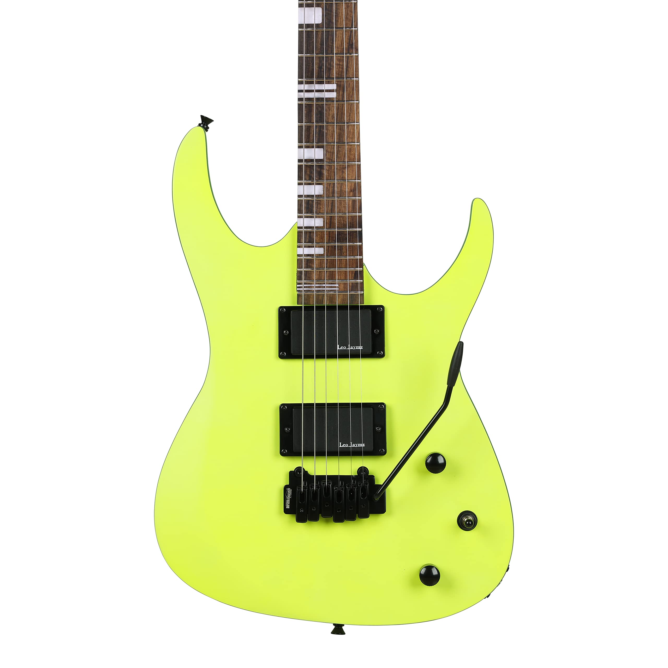 Leo Jaymz Full Size Electric Guitar Storm Series - Mahogany Body,Maple Neck and Rosewood Fingleboard - Customized Active Pickups,Wilkinson 2-point Bridge(Fluorescent Green)