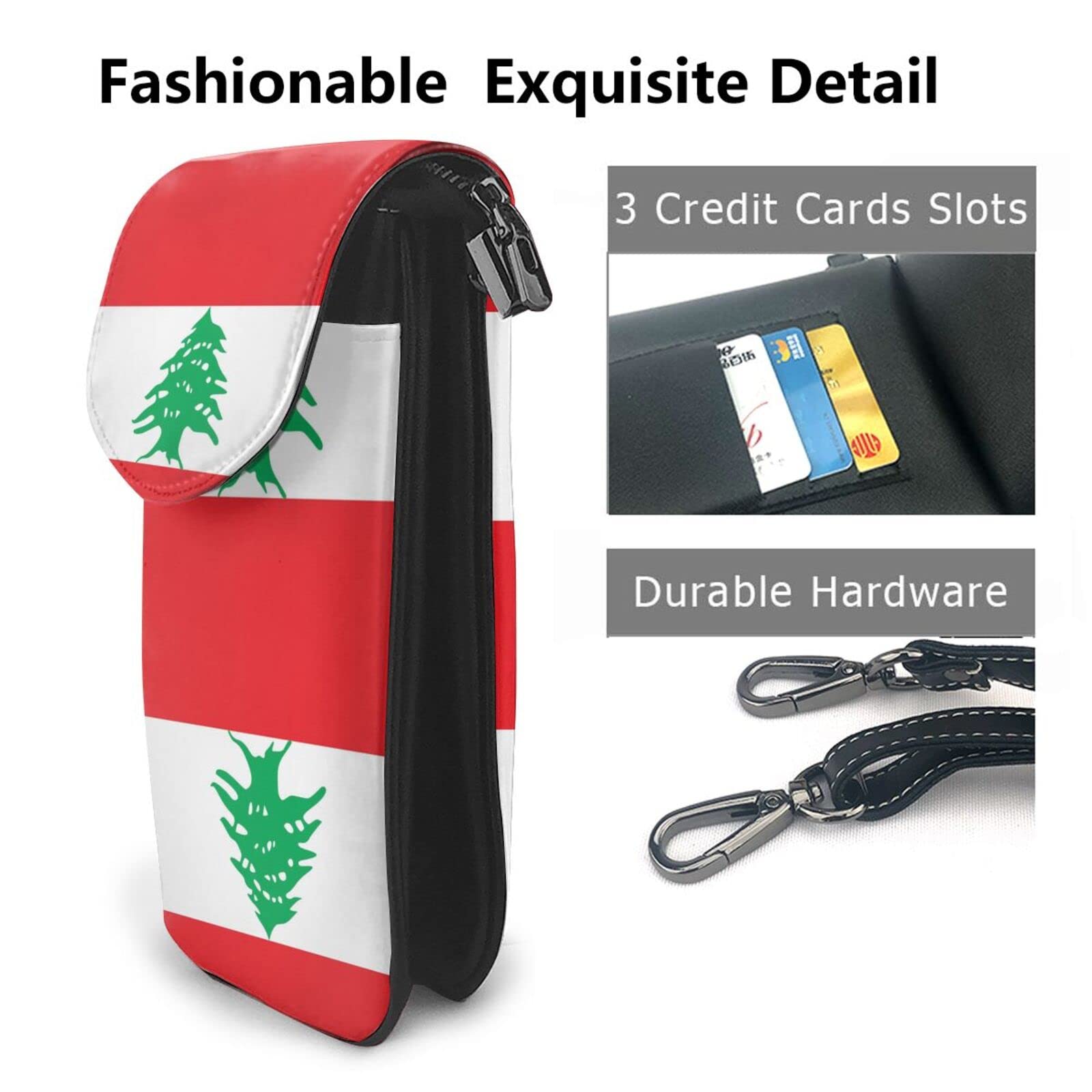 Lebanese Flag Small Crossbody Bag Cell Phone Pouch for Women Wallet Bag Coin Purse
