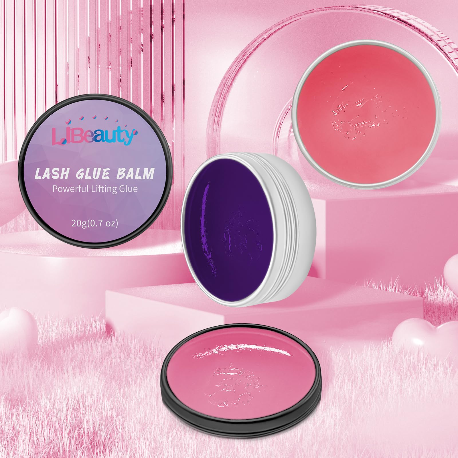 Libeauty Lash Glue Balm Lash Lift Adhesive 0.71Oz/20G Strong Sticky Fruit Flavor Eyelash & Eyebrow Perm Glue Balm for Long Lasting Individual Brow Lamination Gel