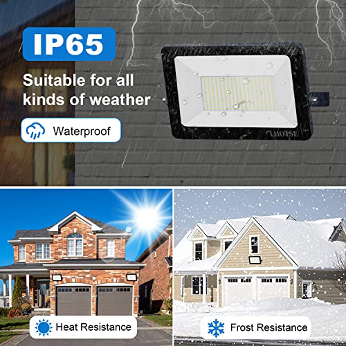 LHOTSE 2 Pack 50W LED Flood Light Outdoor,7000 Lumens LED Work Light with Plug,IP65 Waterproof Outdoor Floodlights, 6500K Daylight White Super Bright Security Light for Yard Garden Patio Playground