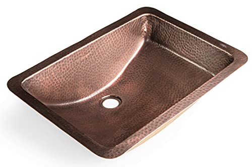 Monarch Abode 17095 Hand Hammered Venetian Dual Mount Bathroom Vanity Sink, 21 Inches, Pure Copper