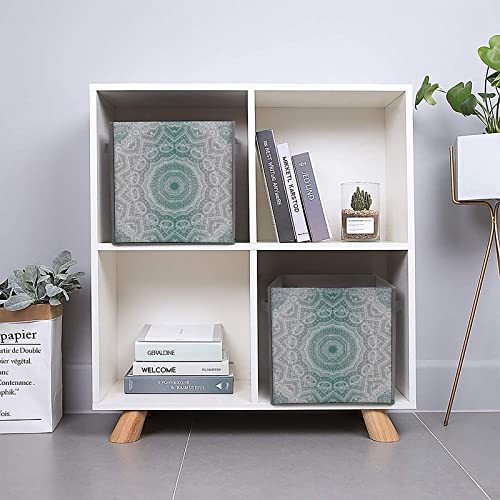 Mandela Pattern Foldable Storage Bins Printd Fabric Cube Baskets Boxes with Handles for Clothes Toys, 11x11x11