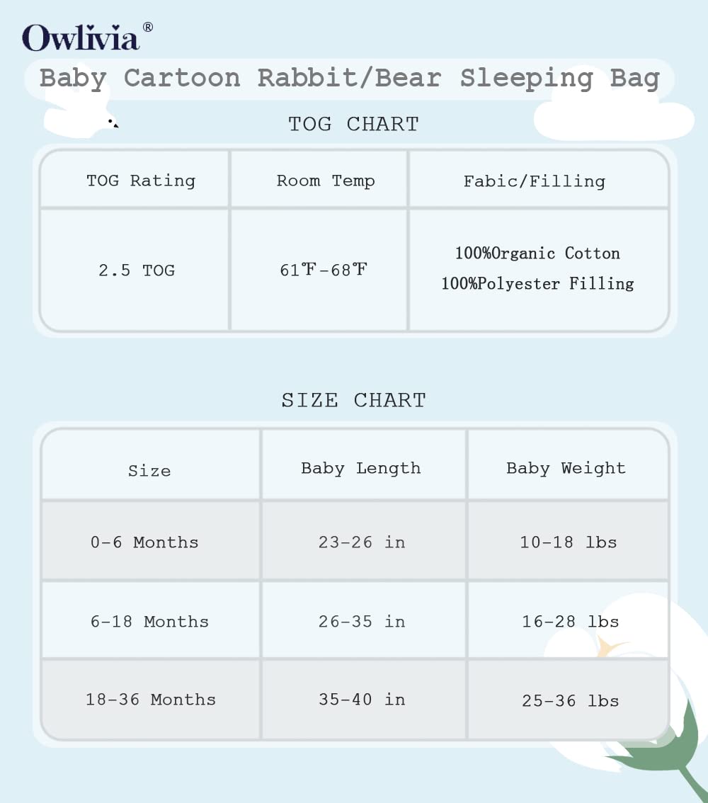 Owlivia Baby Sleep Sack, 100% Organic Cotton Toddler Sleeping Bag, TOG 2.5 Unisex Wearable Blanket For Winter (6-18 Months, Brown Bear)