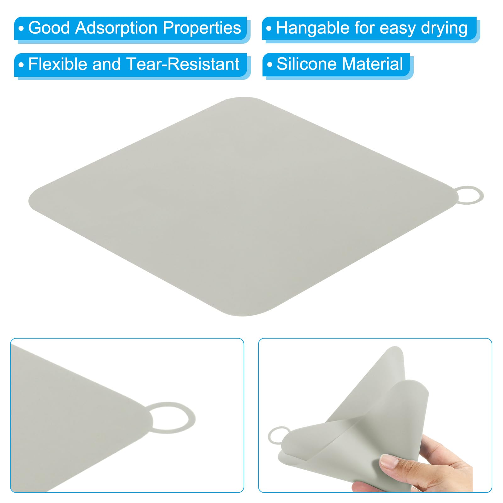 PATIKIL Silicone Floor Drain Anti-Odor Mat, 5Pcs Shower Drain Stopper Square Silicone Floor Drain Cover for Kitchen Bathroom, Grey