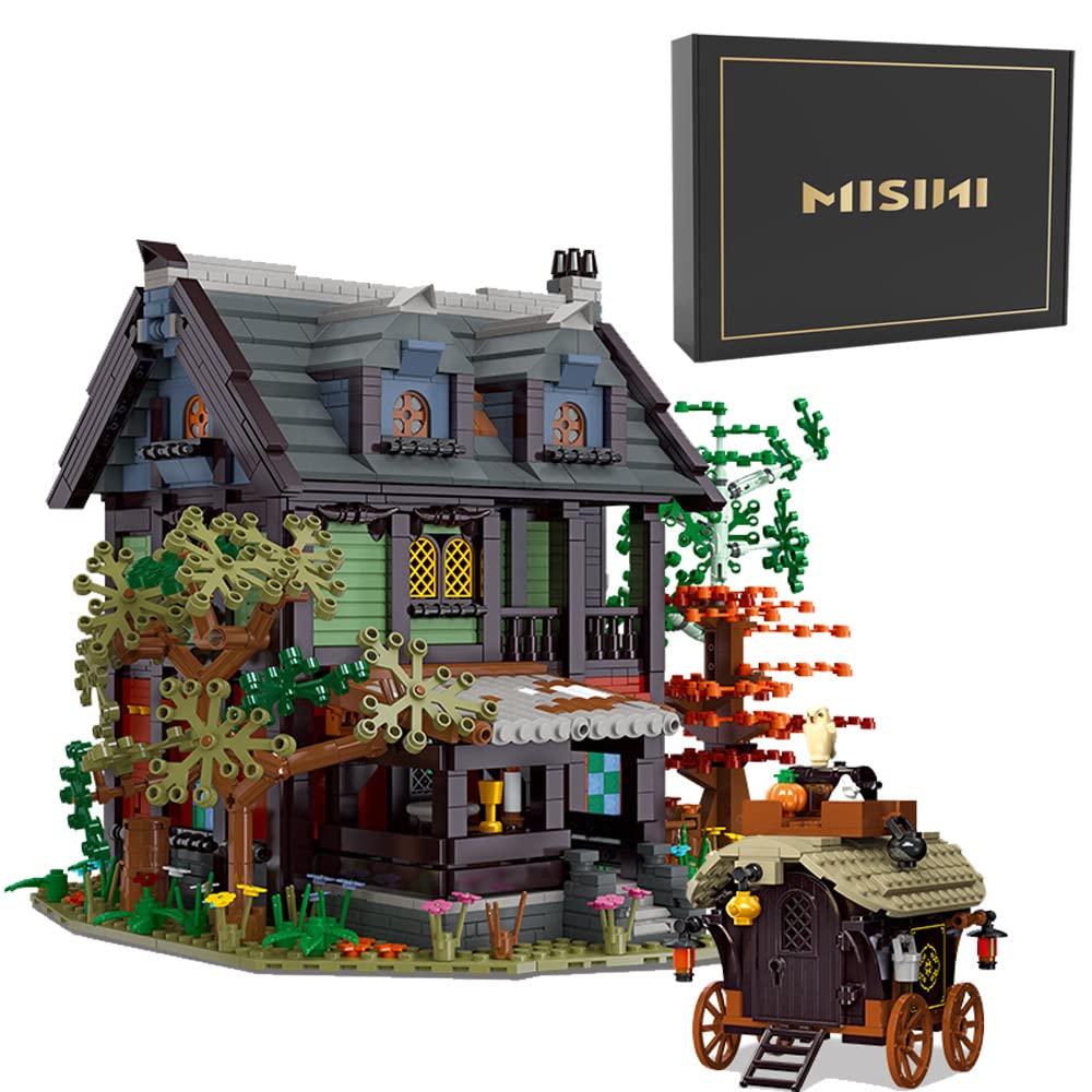 MISINI 89148 Amedieval INN MOC Street View House Building Blocks Set with LED, 2710Pcs DIY Medieval Modular House Model Building Set, Awesome Building Bricks Toys Gift for Adults